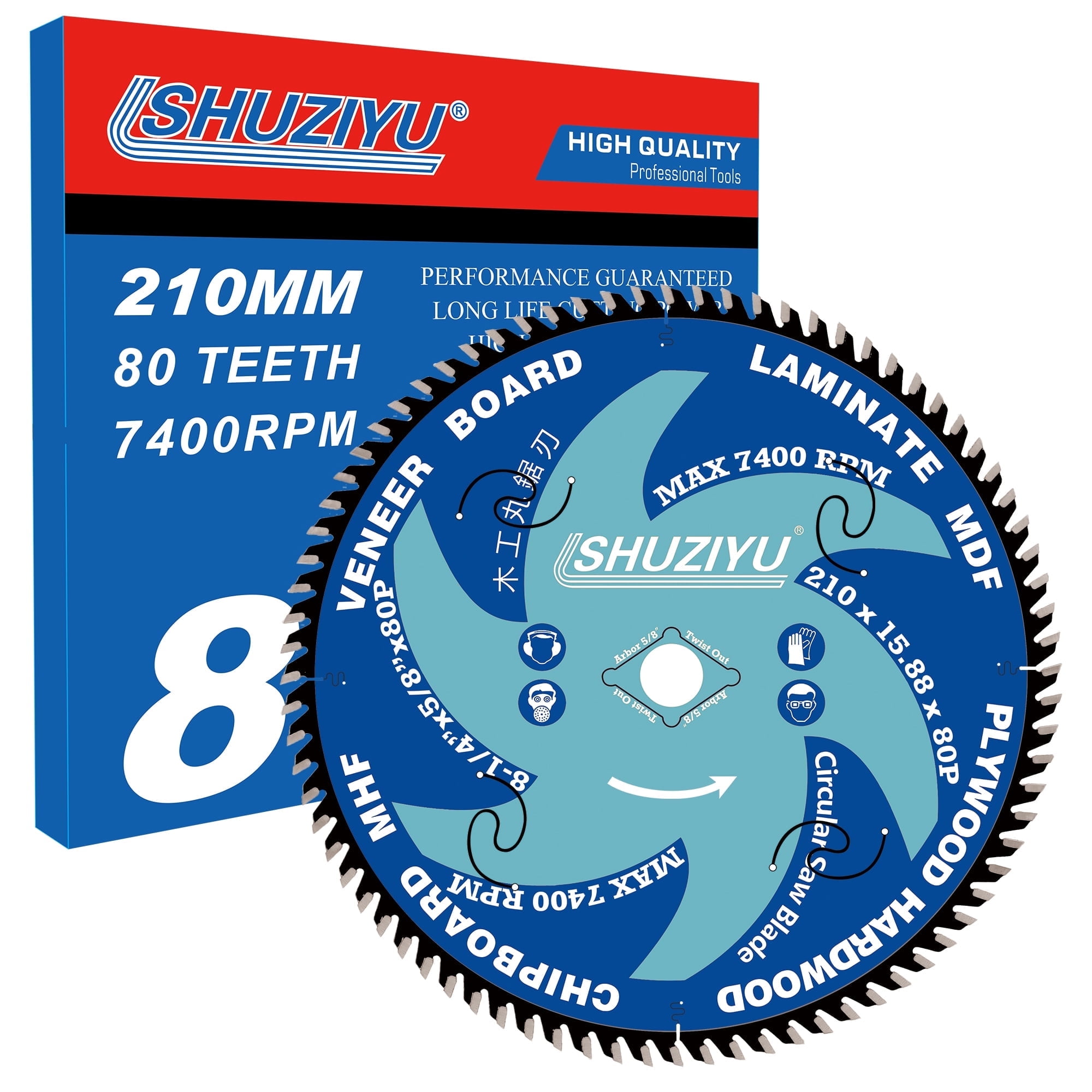 8-1/4"(210MM)-80T, Super Thin Kerf 0.079", Arbor 5/8", Anti-Stick ...