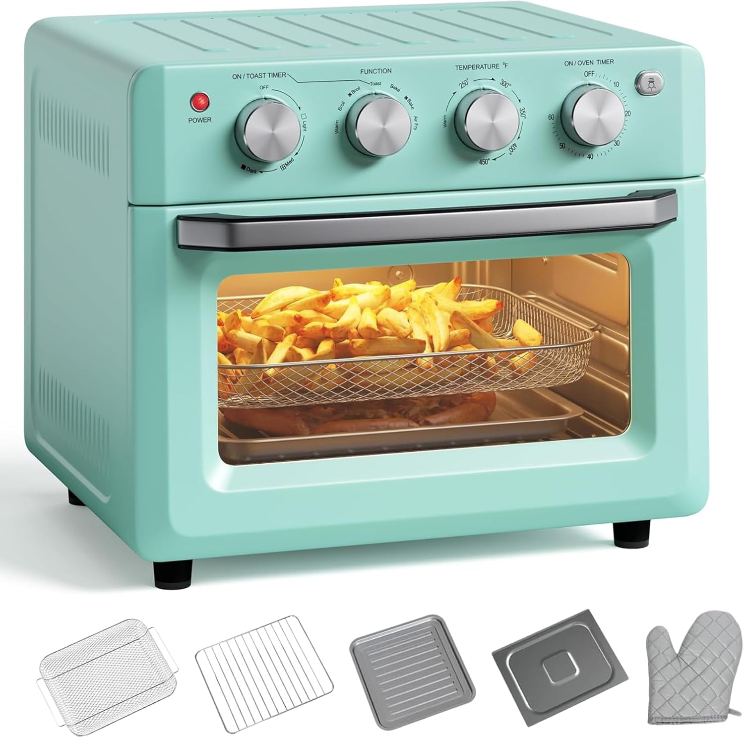 8 in 1 Air Fryer Toaster, 19QT/18L 360Convection Cooking Combo w/ 1-60 ...