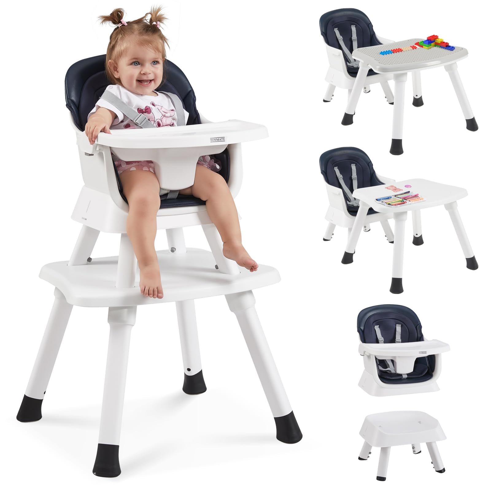 8 in 1 Baby High Chair with Removable Tray, Multifunctional High Chair ...