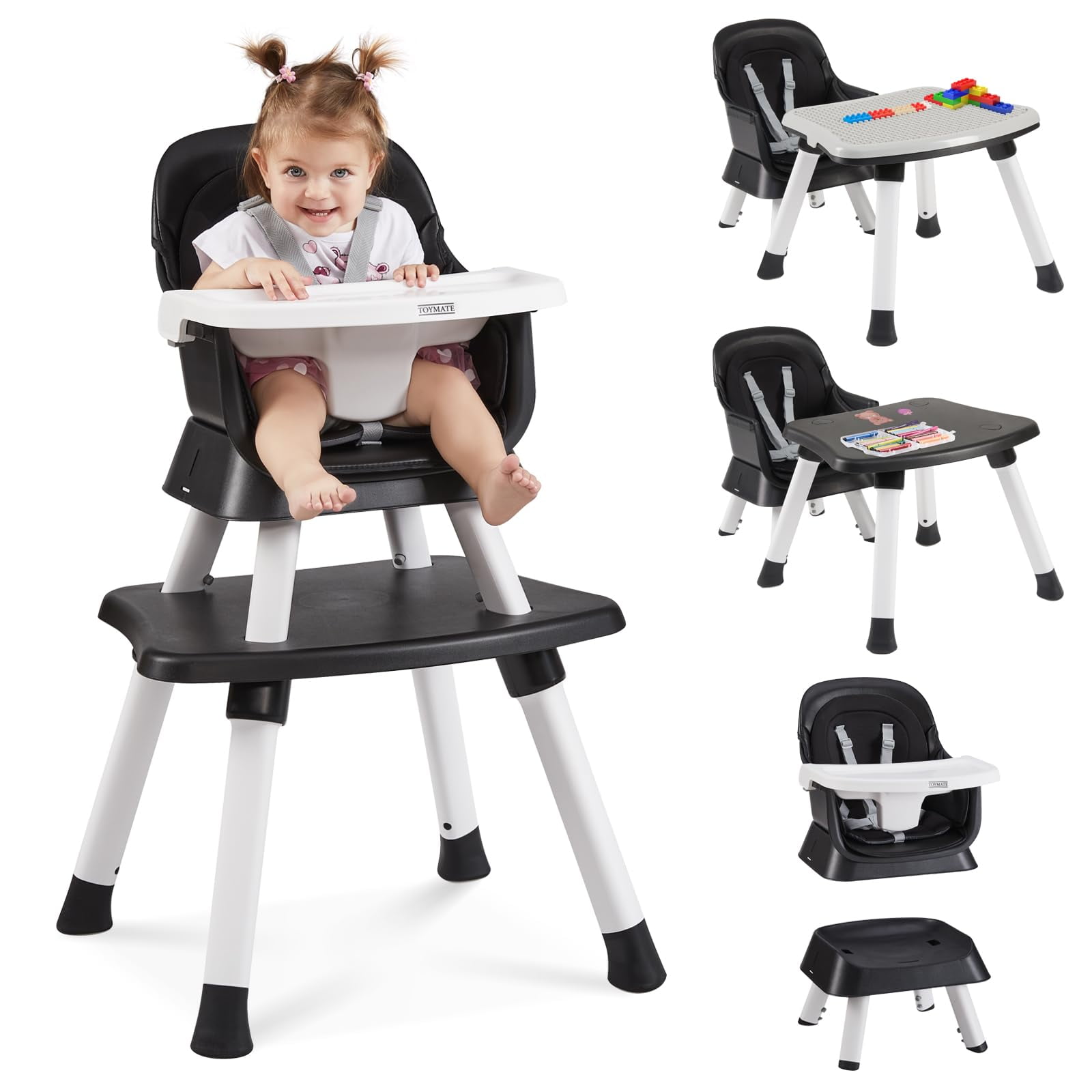 8 in 1 Baby High Chair with Removable Tray, Multifunctional High Chair ...