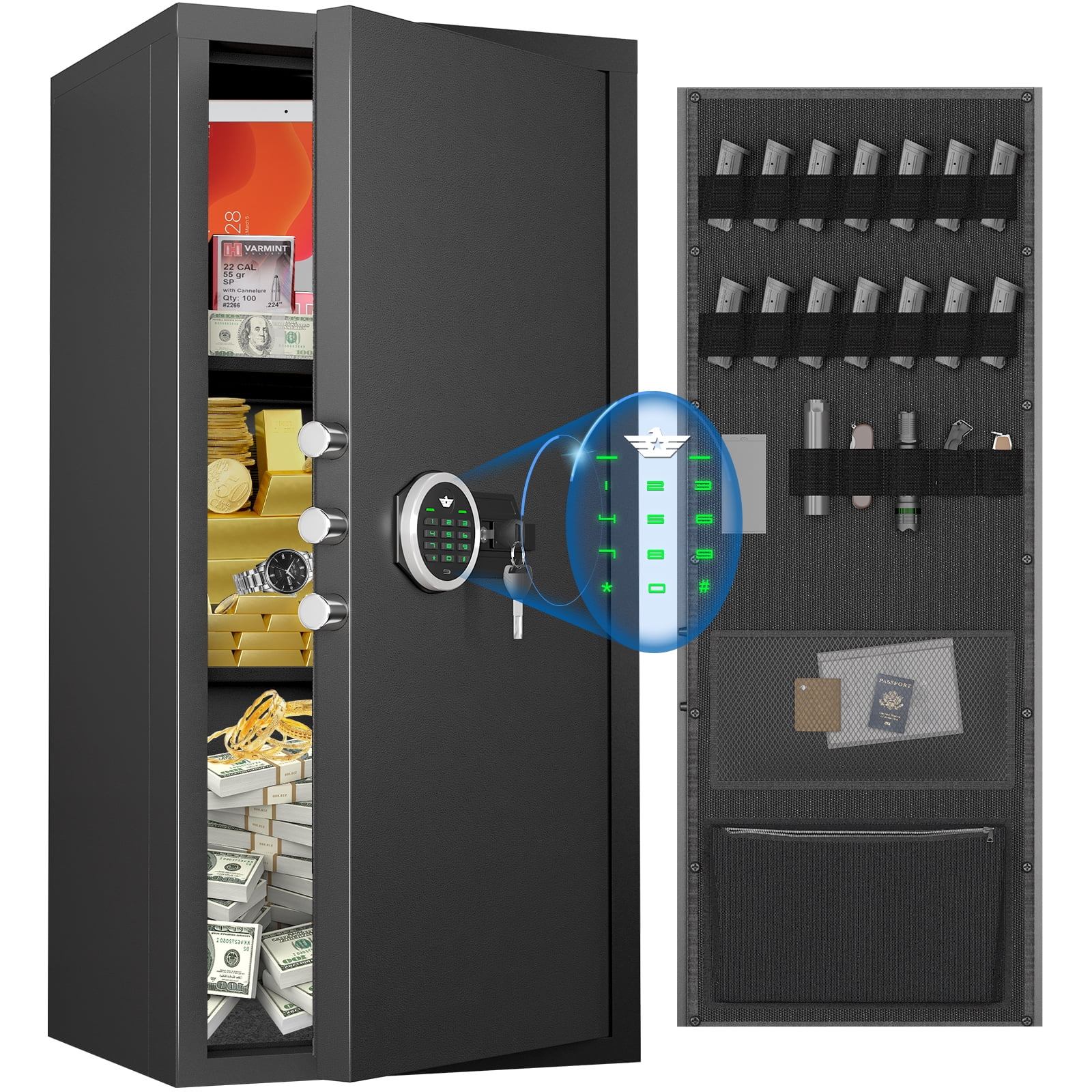 8.1 Cu ft Extra Large Safe Box, Unassembled Home Safe with Pistol Rack ...