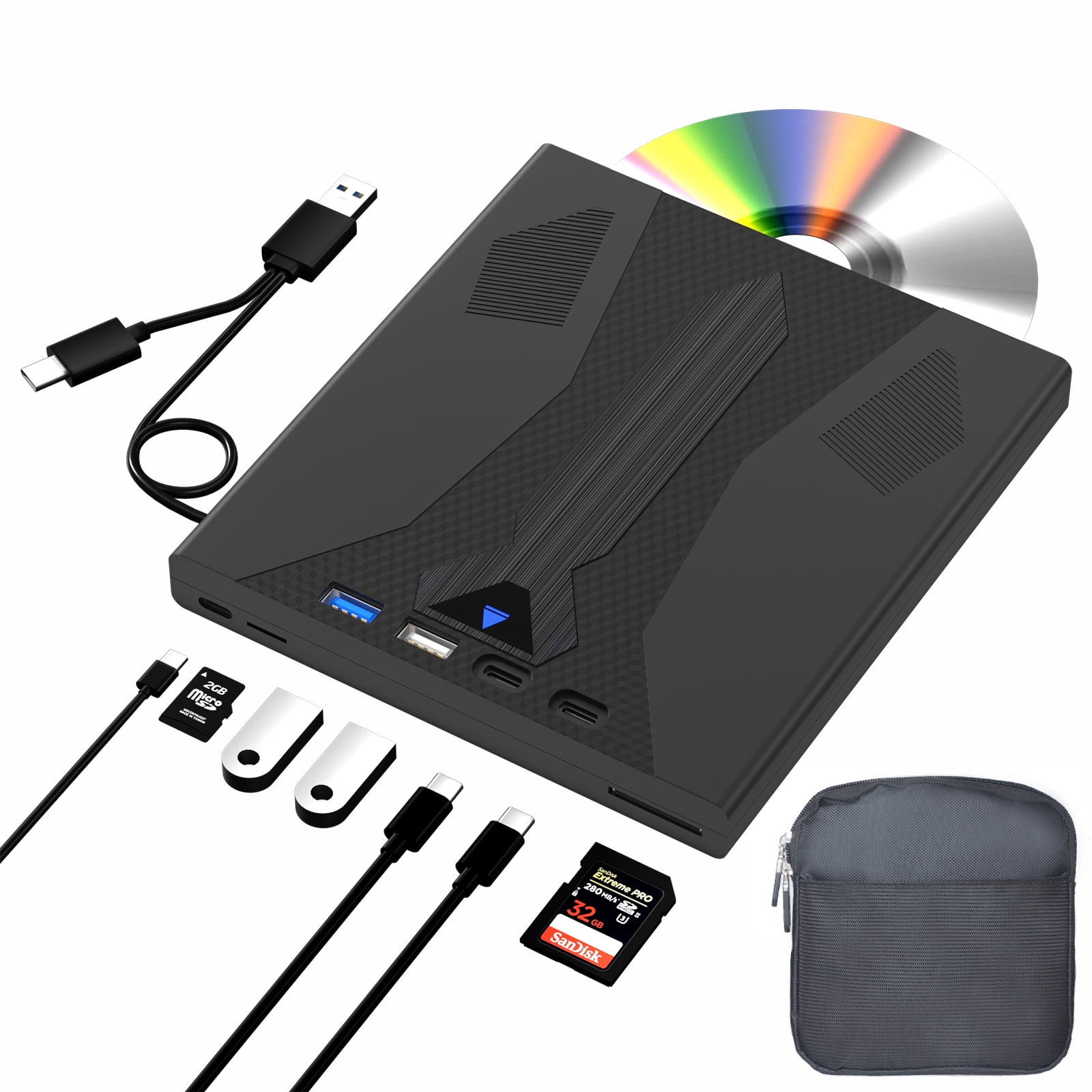 8 in 1 External Blu Ray Drive, USB 3.0 and Type-C Blu Ray Burner ...
