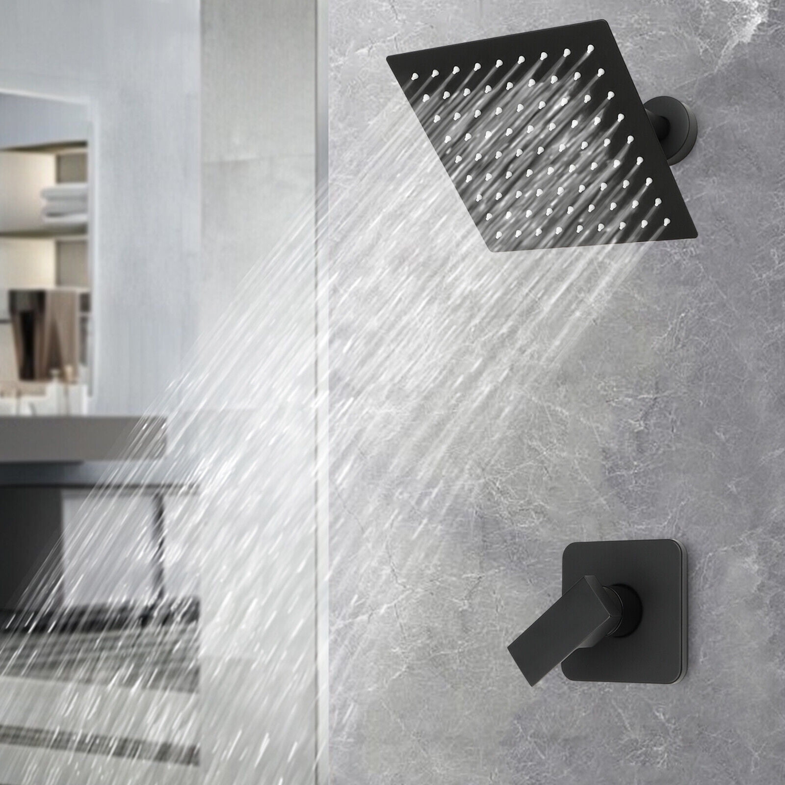8" 1 Handle Shower Faucet Bathroom Rain Shower System Shower Arm Valve ...