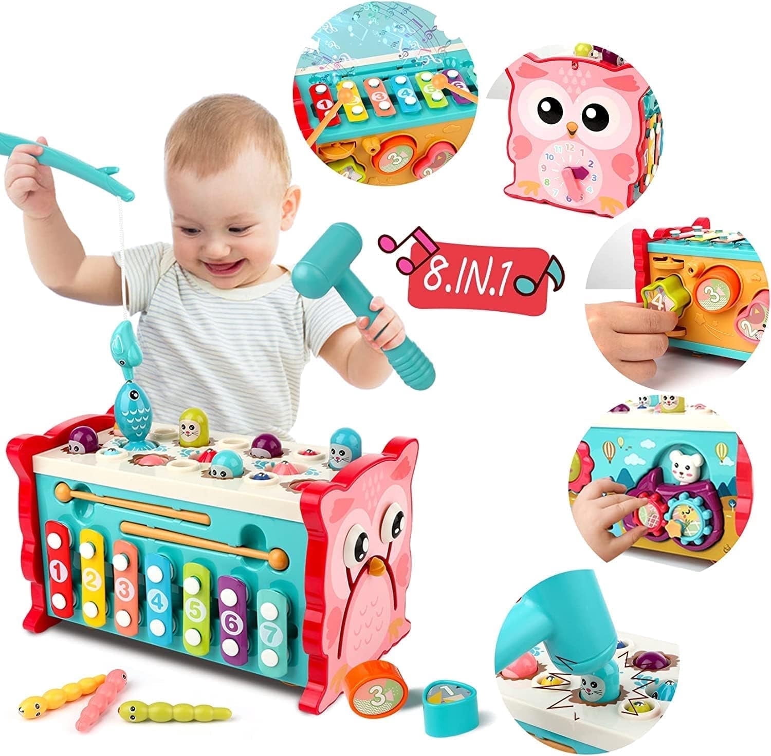 8 in 1 Montessori Learning Toys, Toddler Activity Cube Learning Toys ...