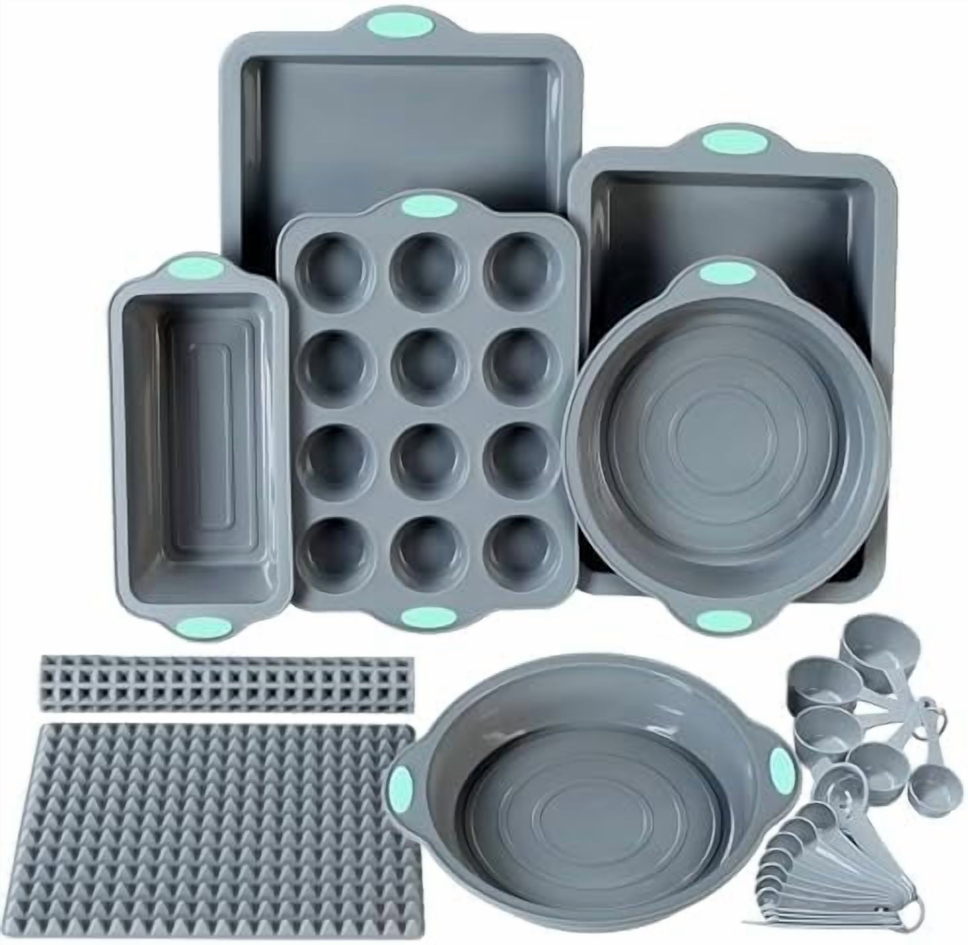 8 in 1 Silicone Baking Set - 6 Cake Molds - 2 Silicone Baking Mat ...