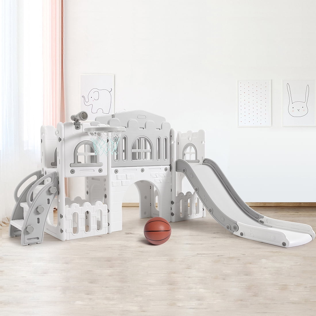 8 in 1 Toddler Slide Indoor Playground, Indoor Slide Toddler Playset ...