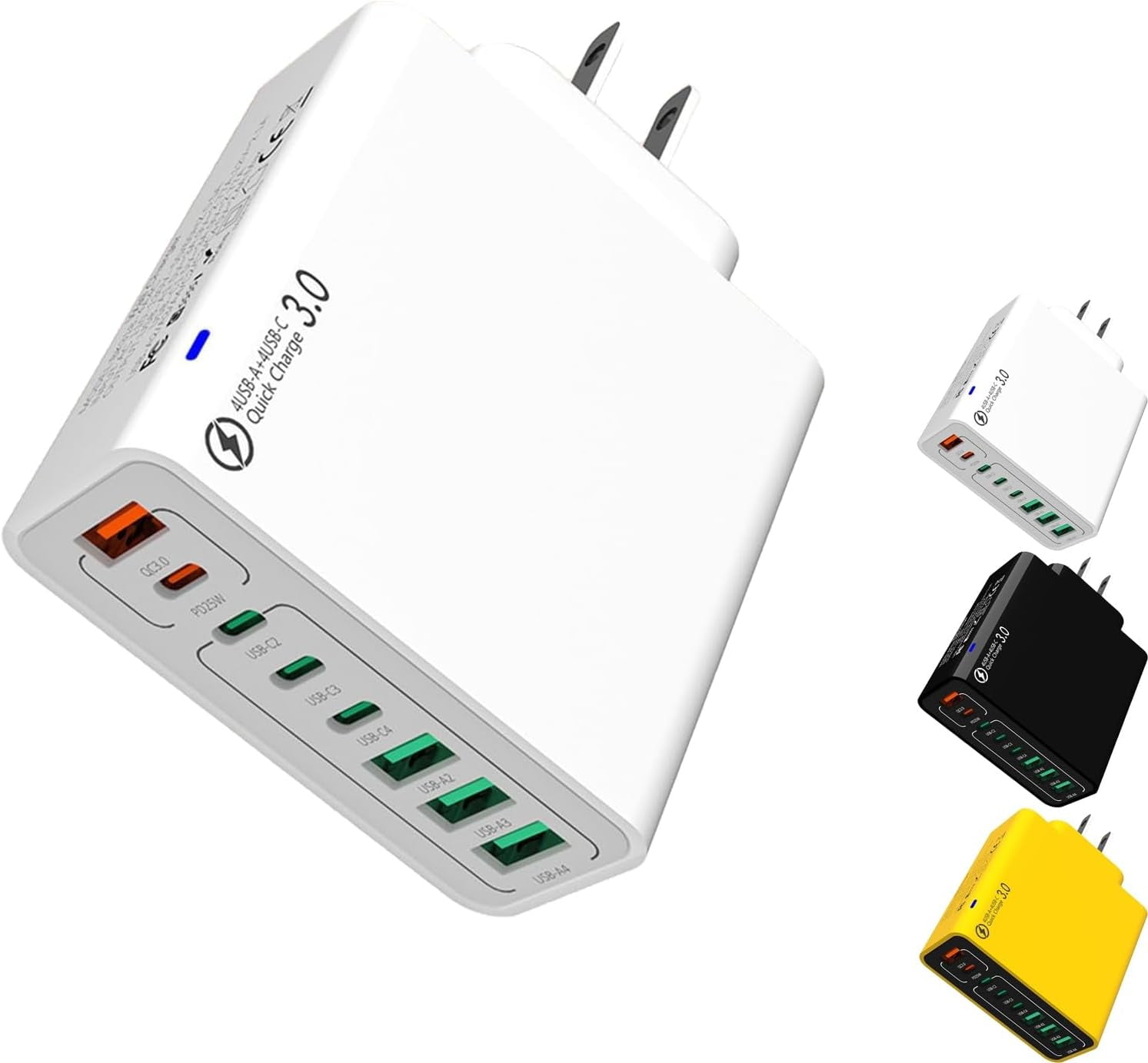 8 in 1 Waterproof Ports USB Fast Charger, Travel Phone Charger Plug ...
