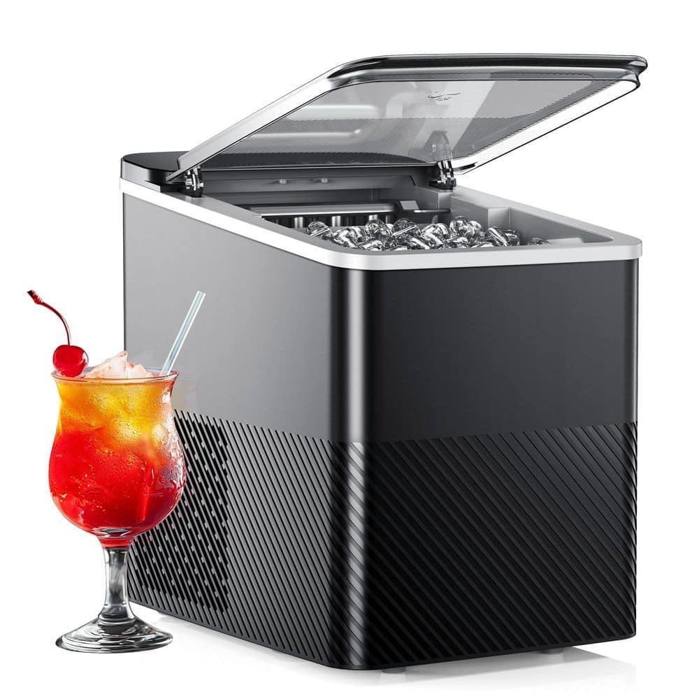 8.1 in. 27lb/Day Bullet Countertop Portable Ice Maker in Black - Ice ...