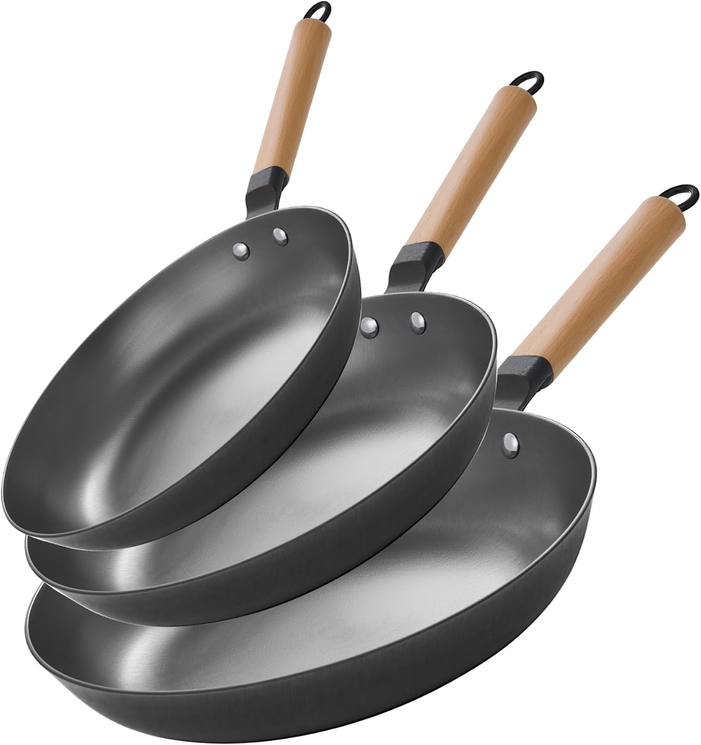 8&10&12 Inch Pre-seasoned Cast Iron Skillet, Rust-resistant Lightweight ...