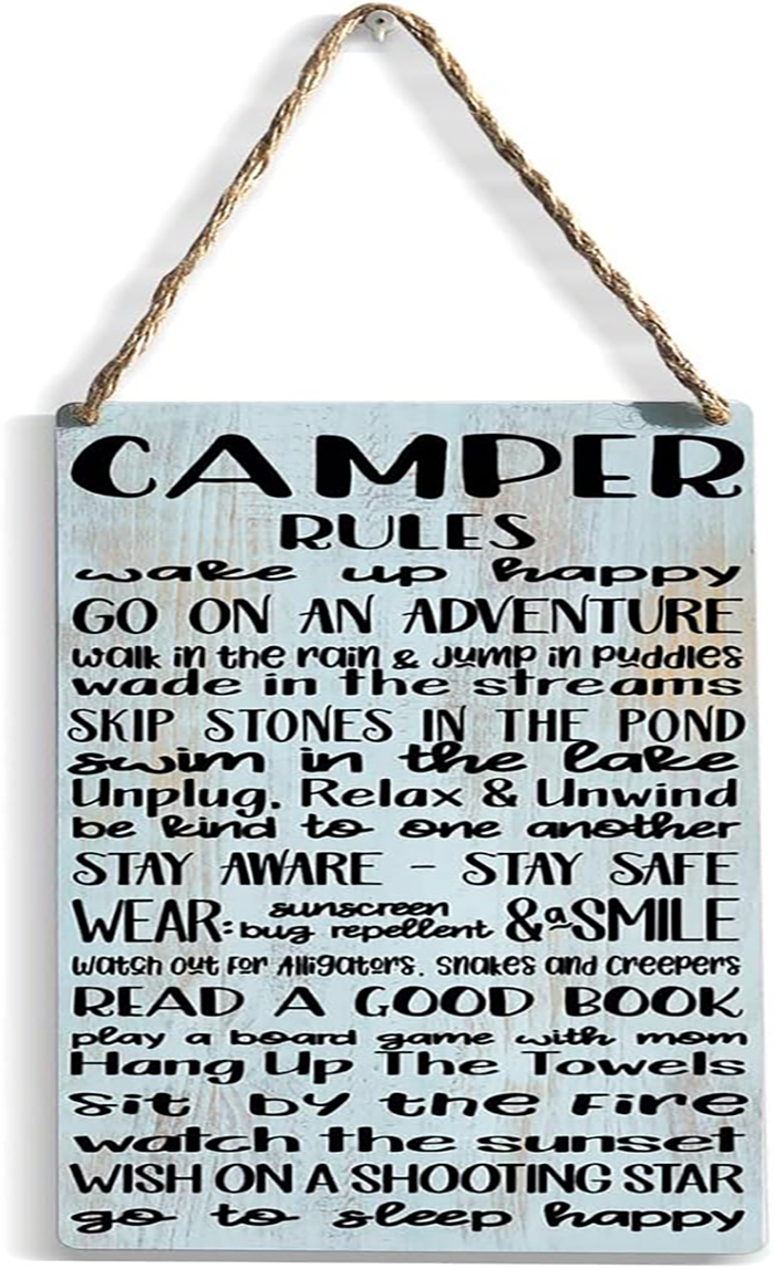 8"×10" Camper Rules Wood Sign Camping Camper Decor Farmhouse Home ...