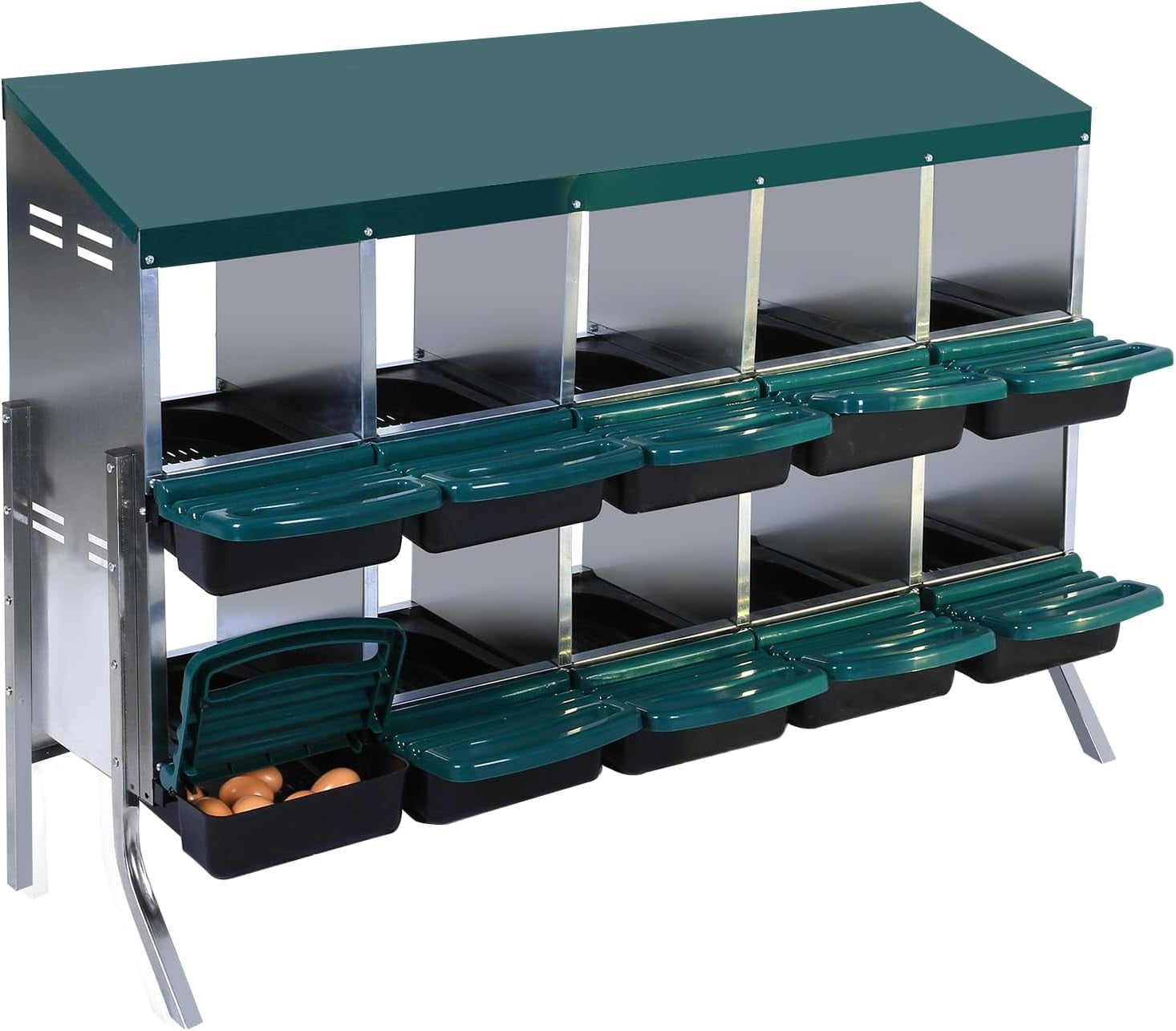8/10 Compartment Chicken Nesting Box, Metal Roll Away Nest Box with ...
