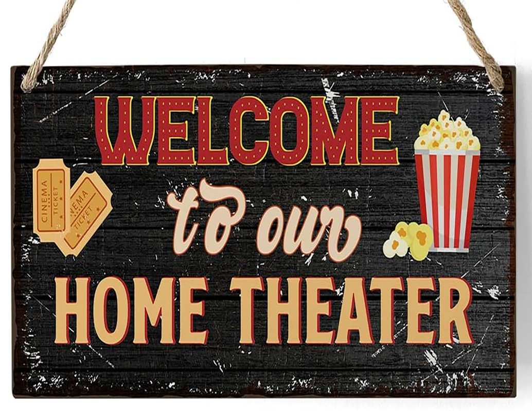 8"×10" Funny Movie Theater Wooden Sign Wall Decor Rustic Welcome to Our ...