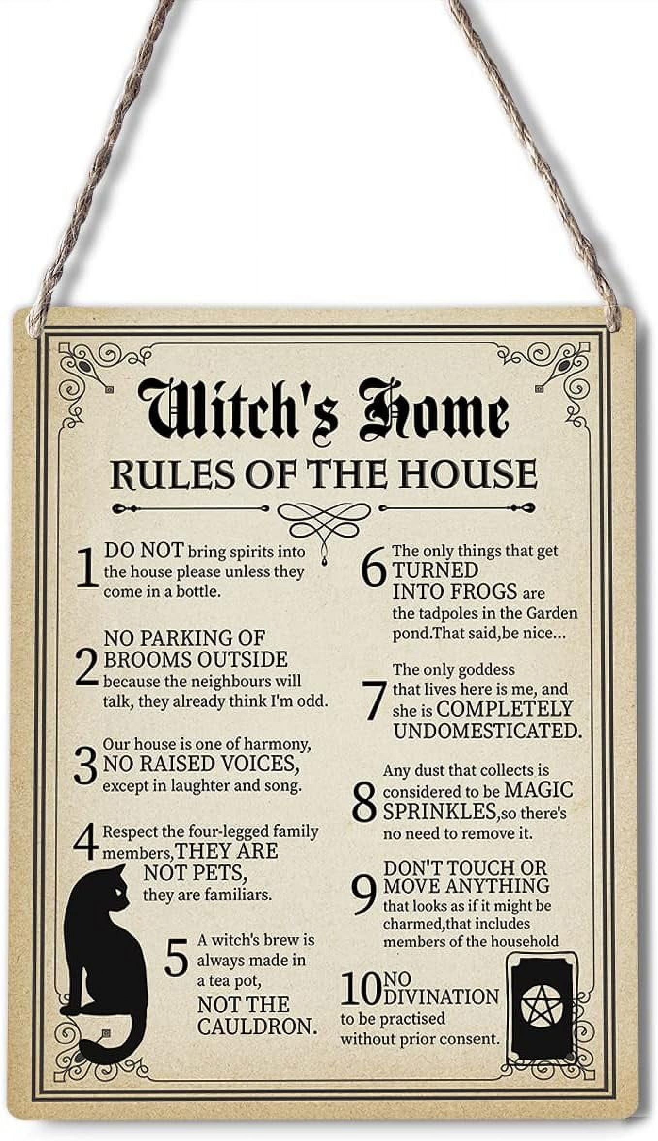 8"×10" Funny Witch Art Signs Wall Decor Wood Plaque Witch's Home Rules ...