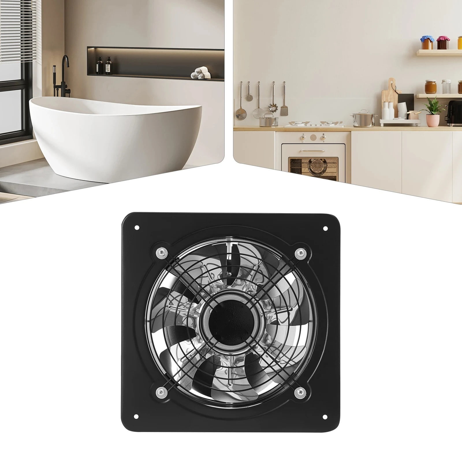 8/10 Inch Black Exhaust Fan 7-Blade High-Speed Ventilation Auto ...