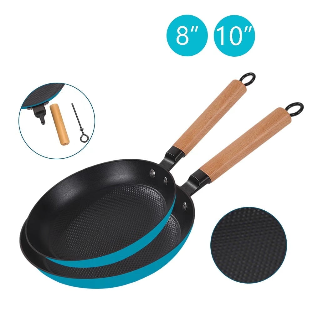 YUTANN 8 & 10 in Skillet Set - Blue Enameled Cast Iron, Non-Stick, Oven ...