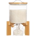 8-10 Lbs Glass Rice Dispenser with Wooden Stand Flour and Cereal ...