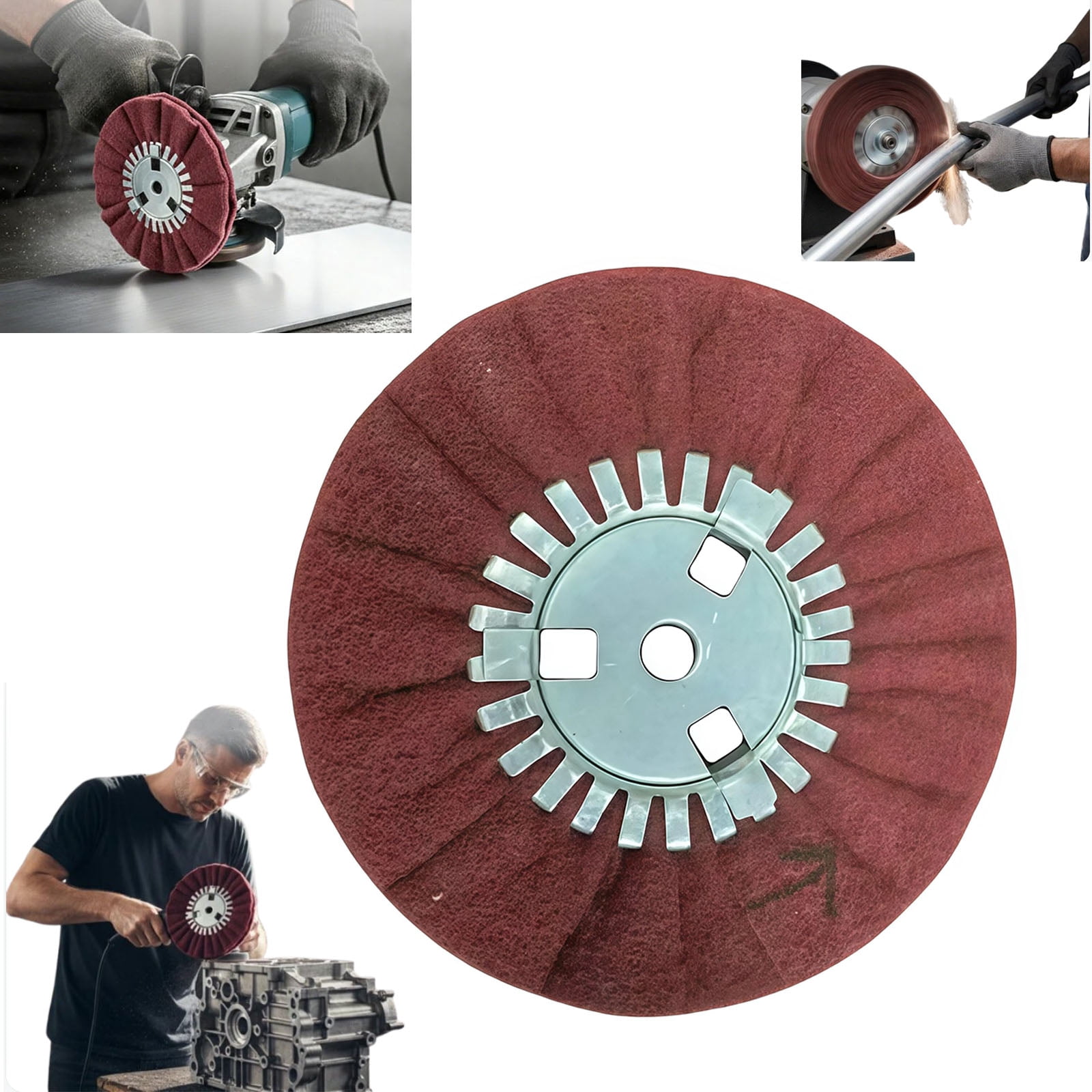 8"/10" Non-Woven Airway Buffing Wheel, 5/8" Arbor Hole, Surface Prep ...