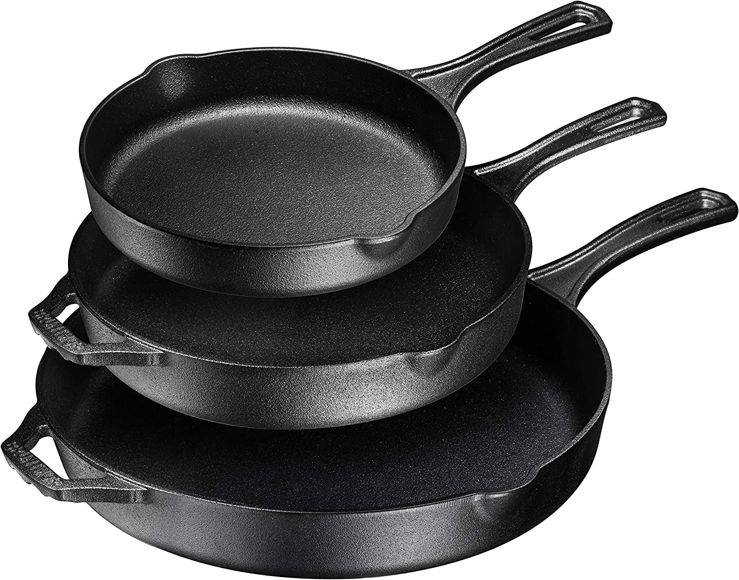 8, 10 and 12 Inch Pre-Seasoned Frying Pan Set of 3, Oven Safe Skillet ...