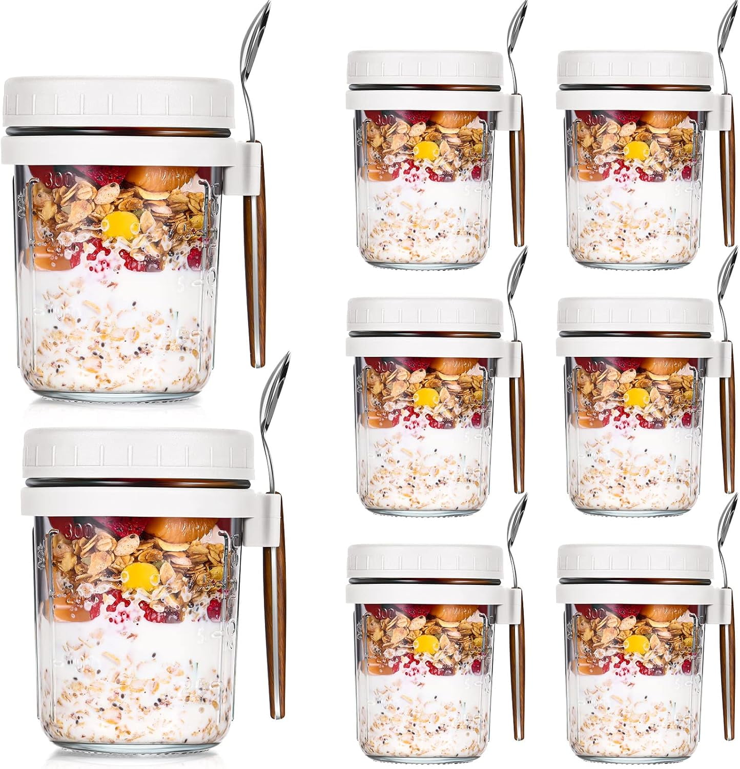 8 10 oz containers with lids and spoons Large capacity sealed oatmeal ...