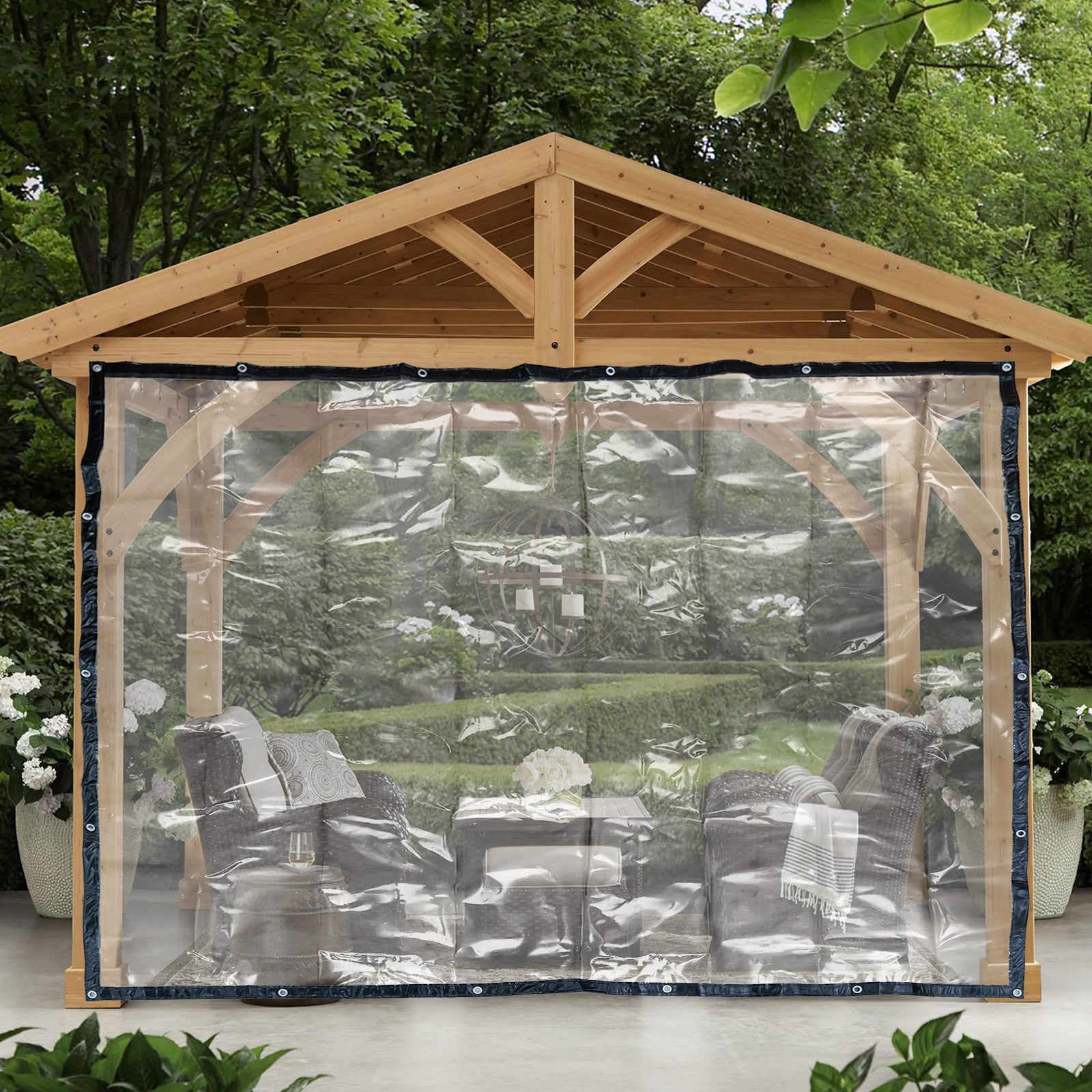 8×10ft Commercial Durable Rainproof PVC Clear Awning, Roll up Clear ...