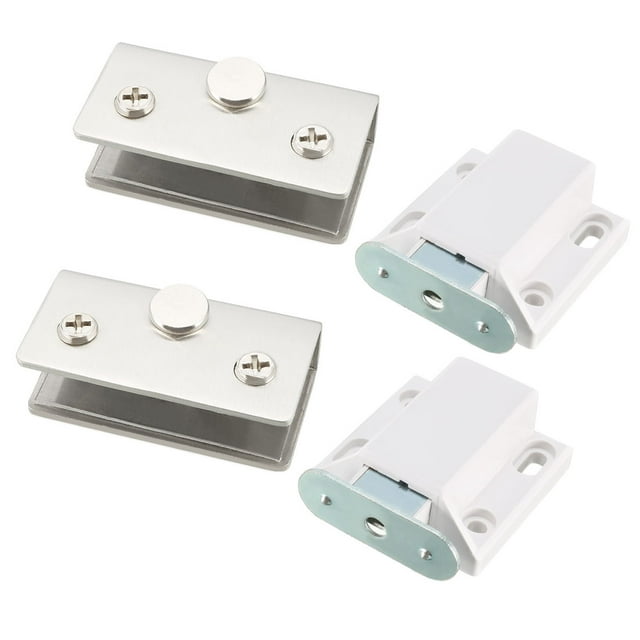 8-10mm Glass Door Magnetic Touch Catch Latch Plastic White with Clamp 2 ...