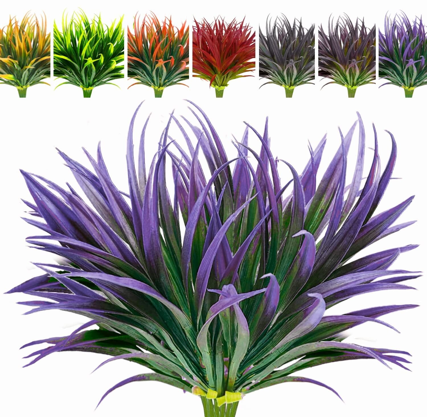 8/12/16 Pcs Outdoor Fake Plants UV Resistant Artificial Grass Plants ...