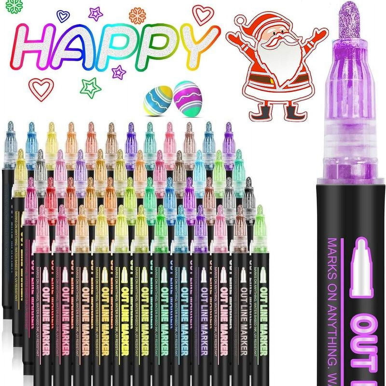8/12/24/36/48 Colors Double Line Outline Art Pen Marker Pen Diy ...