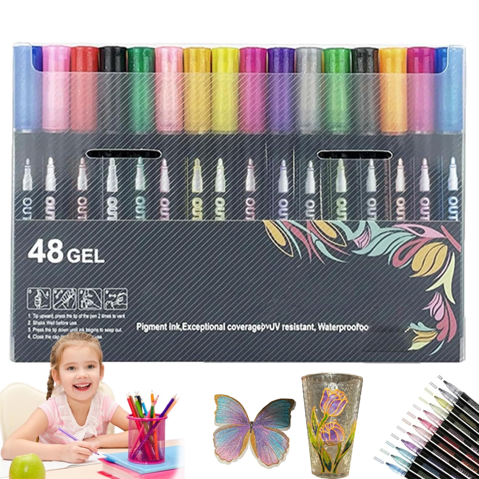 8/12/24/36/48 Colors Double Line Outline Art Pen Marker Pen,Dreamy ...