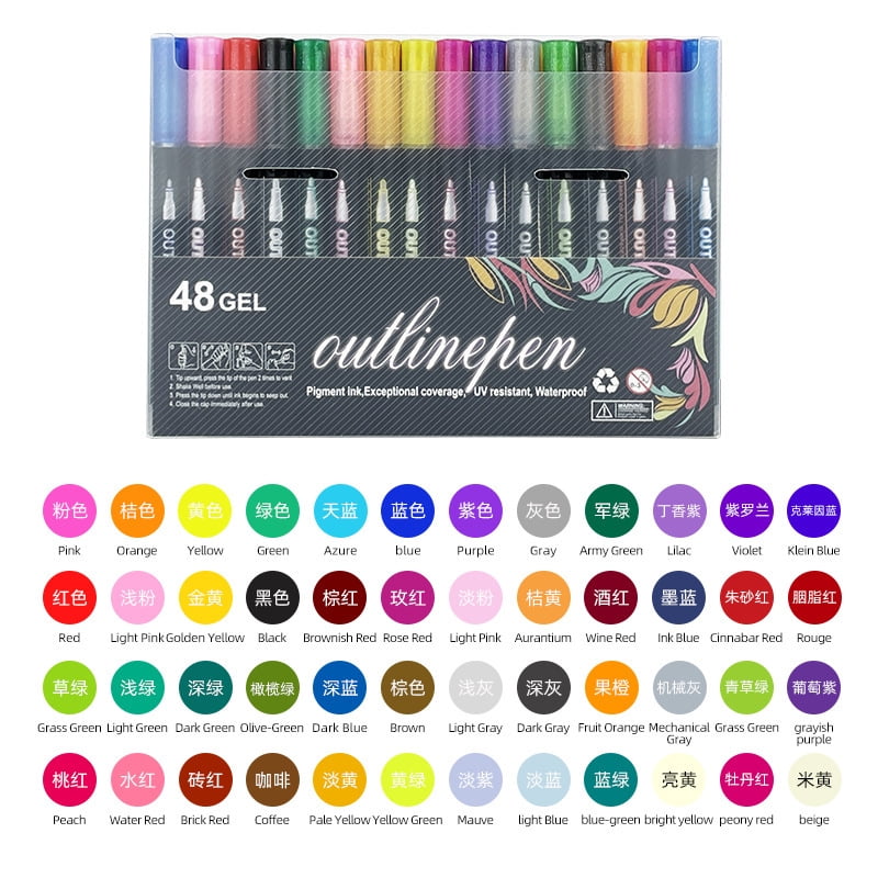 8/12/24/36/48 colors Double-line Outline pen contour pen Dream flash ...