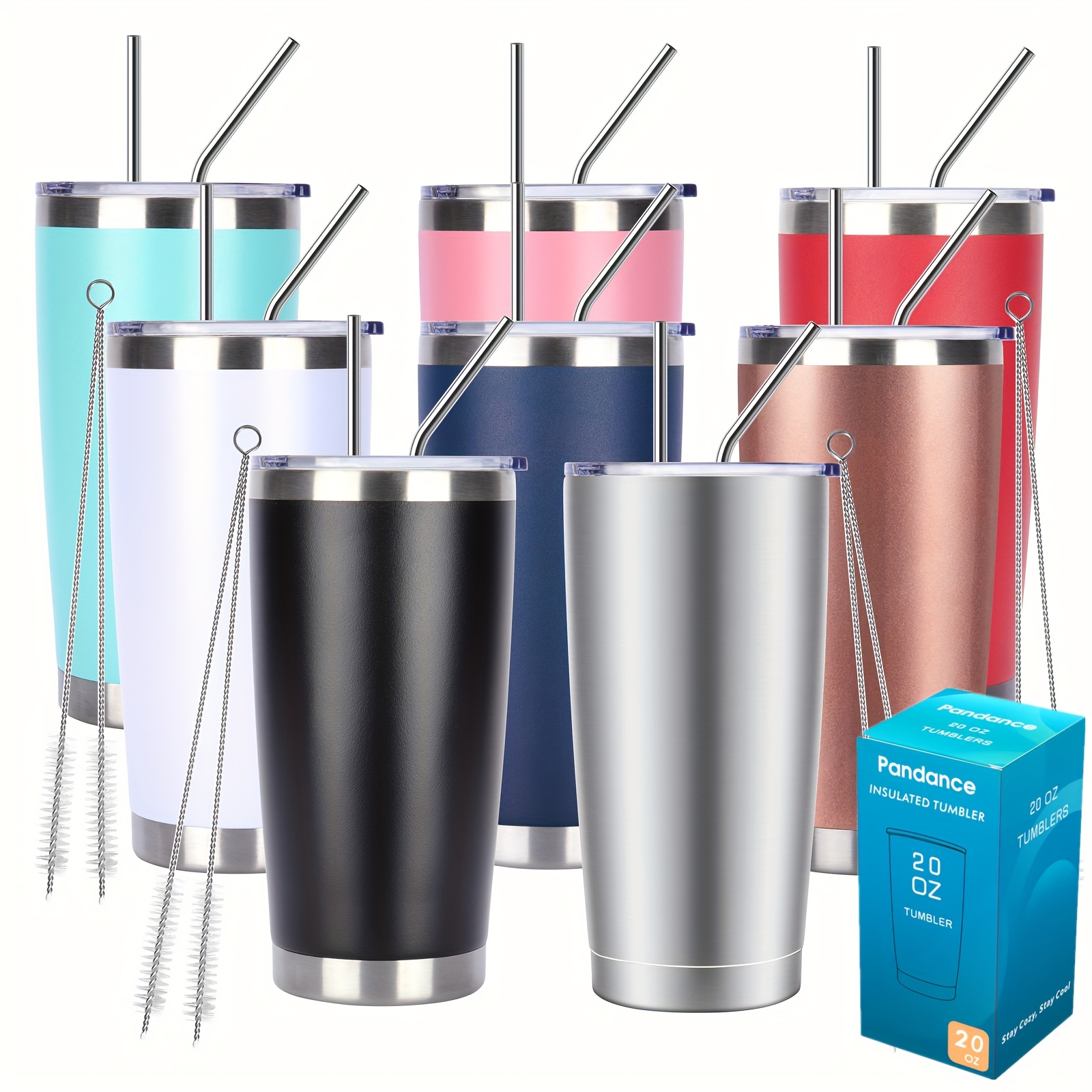8/12/24PCS 20Oz Stainless Steel Tumblers - Double-Wall Vacuum Insulated ...