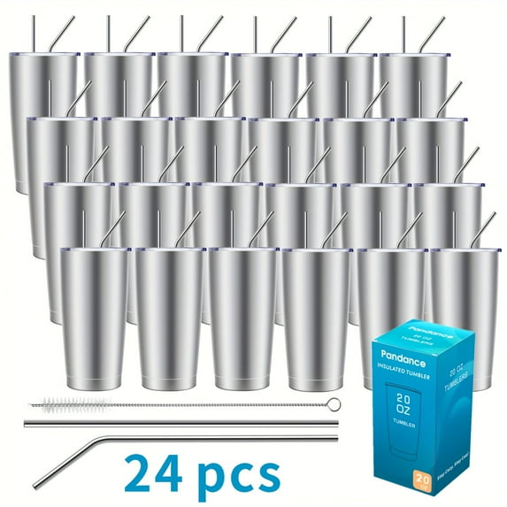 8/12/24PCS Bulk 20Oz Stainless Steel Insulated Tumblers - Double-Wall ...