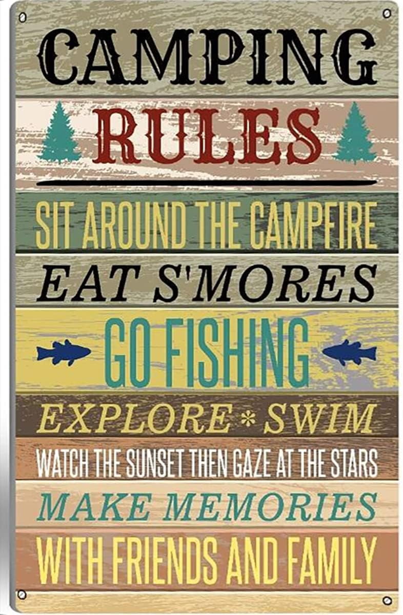 8"×12" Colorful Camping Rules for Campers Farmhouse Camp Gifts Aluminum ...