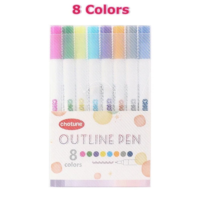8/12 Colors Double Line Pen Outline Paint Marker Pens Diy Album ...