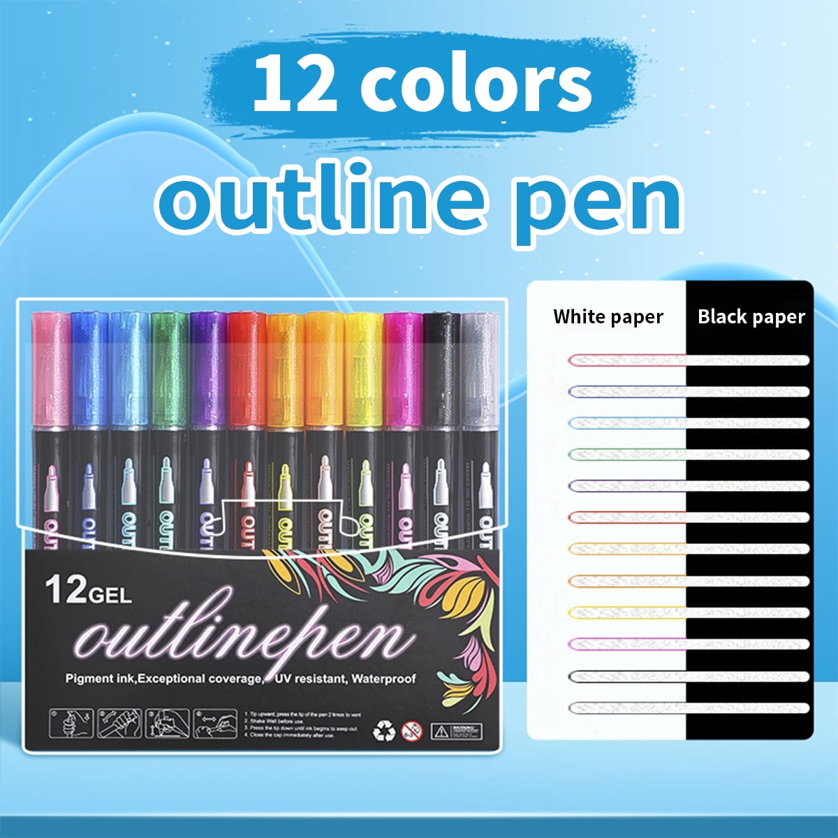 8/12 Colors Flash Marking Double Line Outline Pen Gel Pen Marker DIY ...