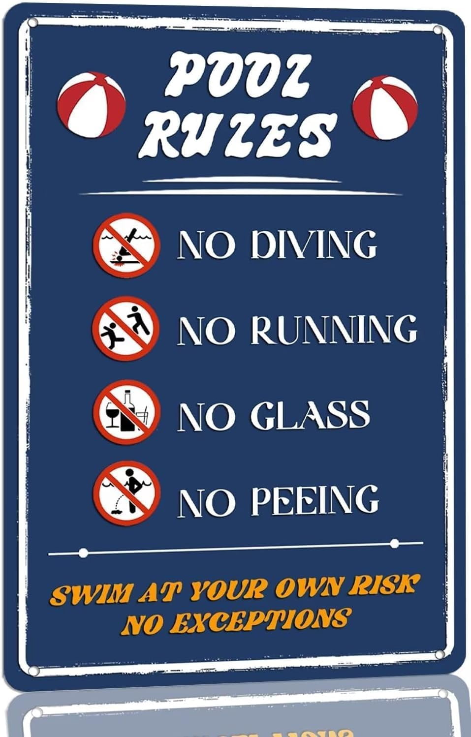 8"×12" Outdoor Pool Rules Metal Tin Sign Swim At Your Own Risk Metal ...