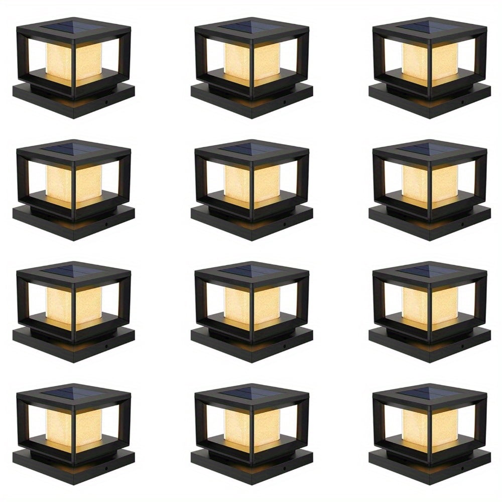 8/12 Pack Solar Post Lights - Fence Cap Lights for Deck & Garden - Warm ...