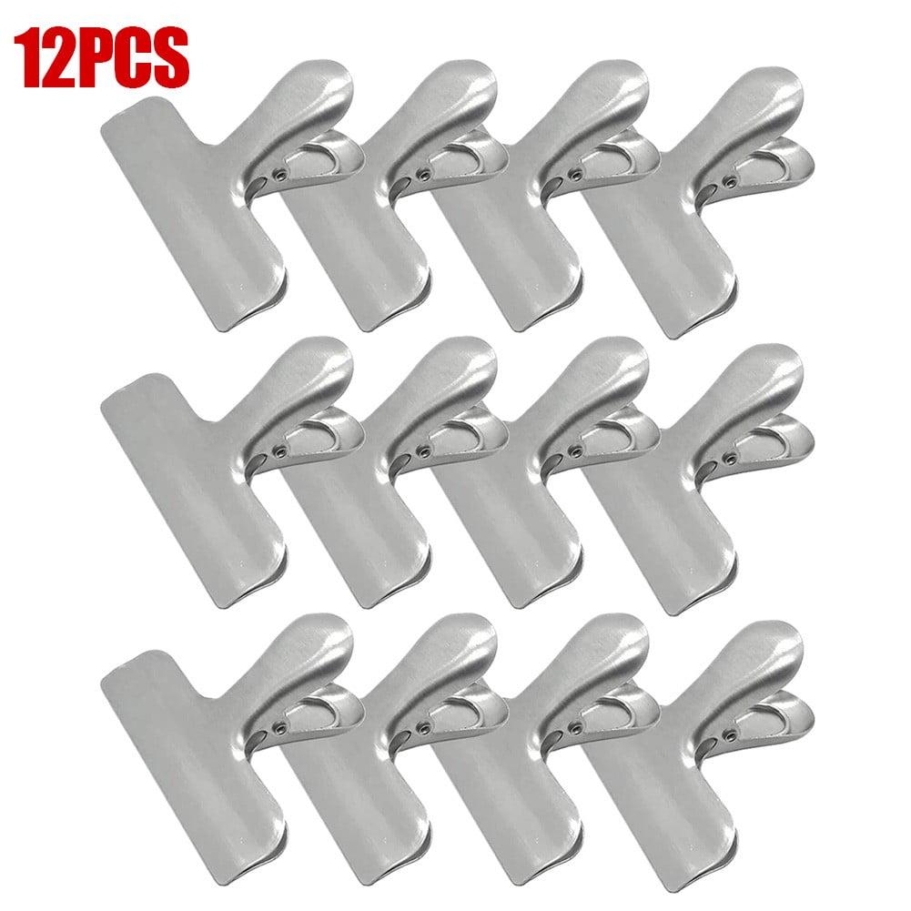 8/12Pcs Set Metal Chip Bag Clips Stainless Steel Home Kitchen Food ...
