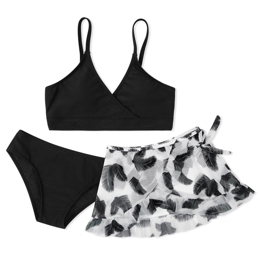 8-12T Little Girl's 3 Pieces Bikini Kids Cute Swimsuits Print Swimwear ...