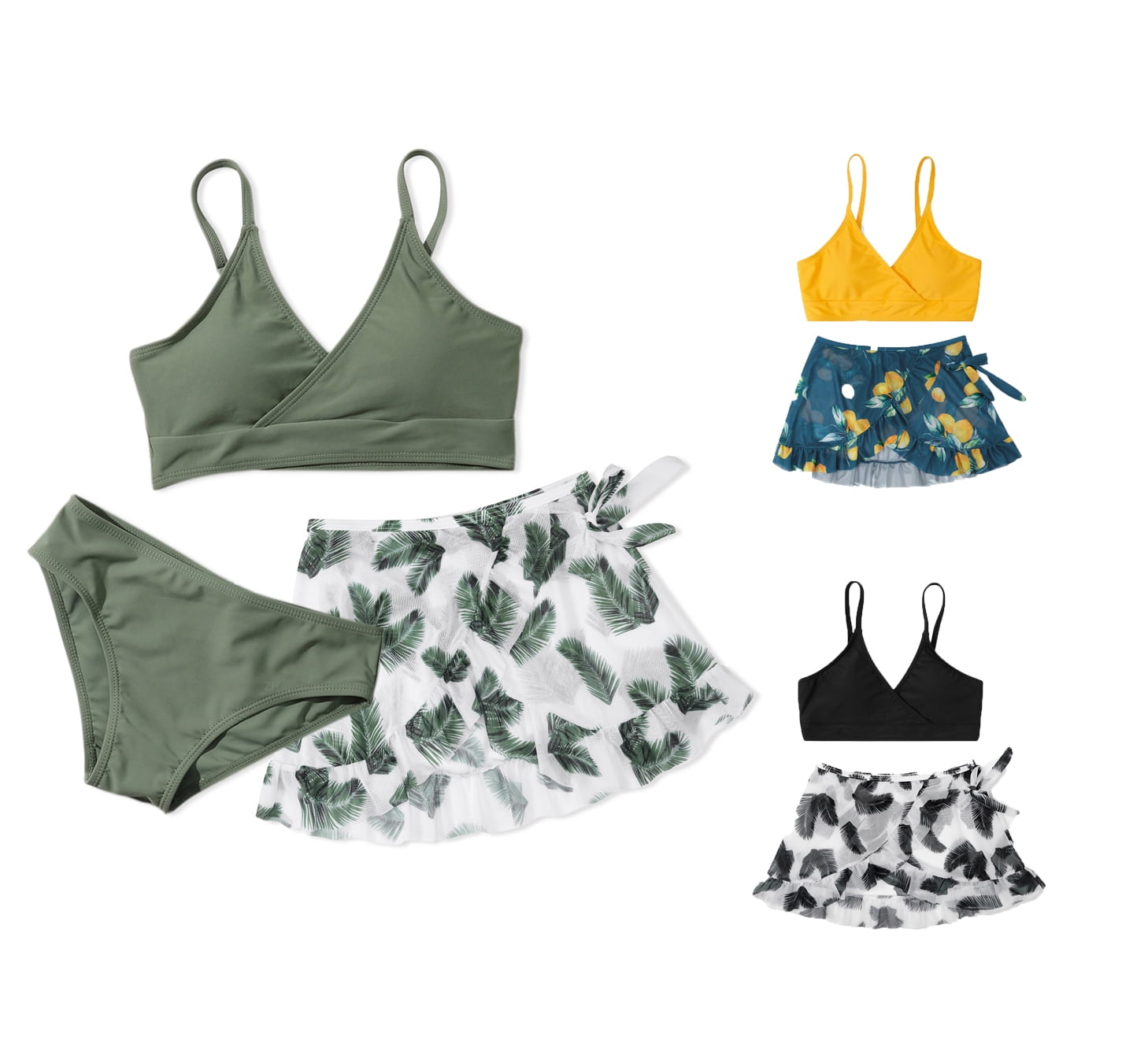 8-12T Little Girl's 3 Pieces Bikini Kids Cute Swimsuits Print Swimwear ...