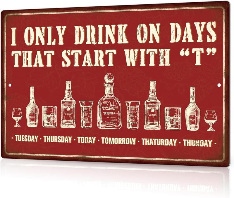 8*12inchs Bar Signs for Home Bar Wall, Drink Vintage Metal Tin Sign, I ...