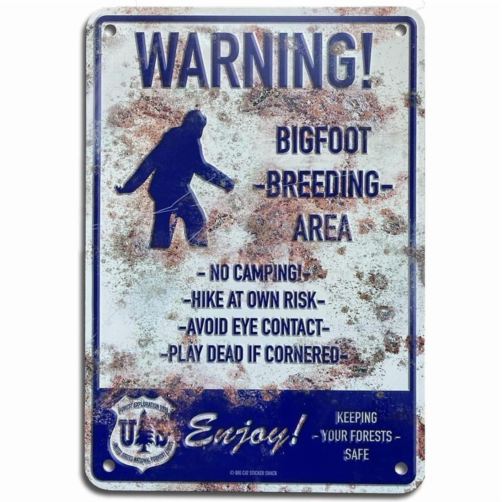 8*12inchs Bigfoot Breeding Area Metal Retro Plaque Warning Sign Metal ...