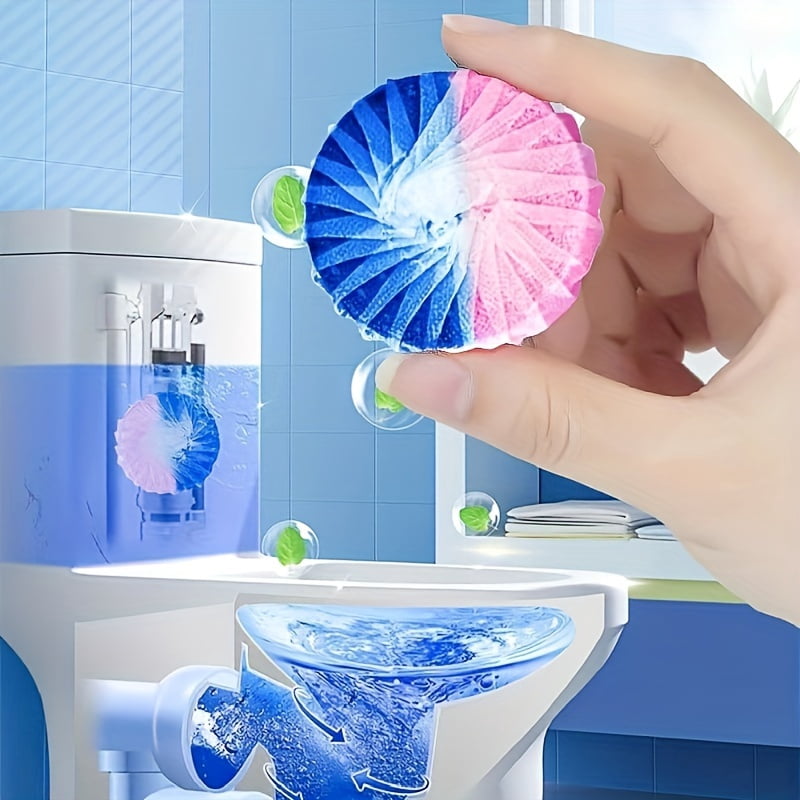 8/12pcs Toilet Bowl Tablets, Bubble Pink Blue Two-color Toilet Cleaner ...