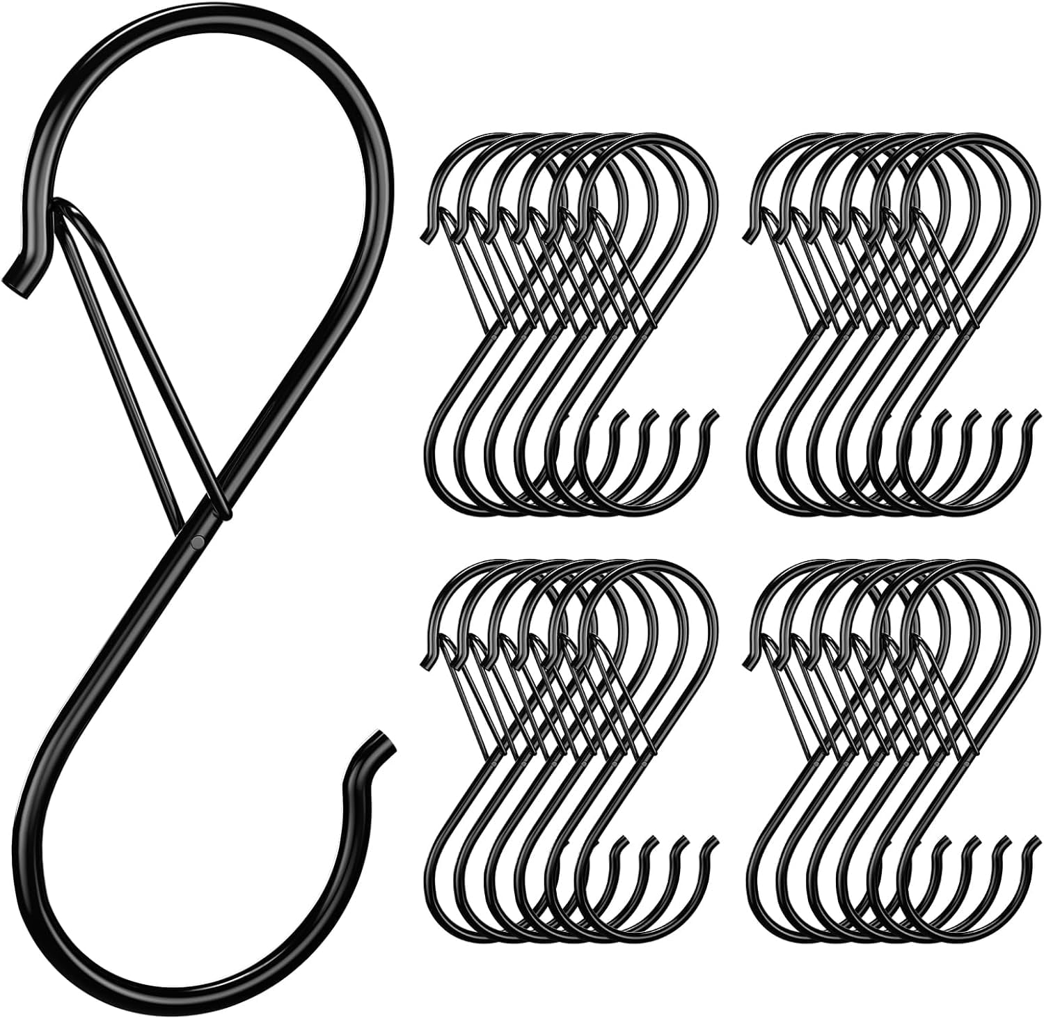 8/16/24 Pcs S Hooks - 3.5 Inch Heavy Duty S Hooks for Hanging, Small Metal Hooks with Safety ...