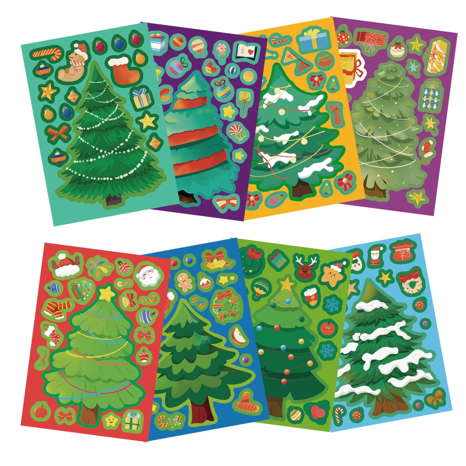 8/16/24PCS Toy Puzzle Stickers Christmas Tree Make a Face Stickers DIY ...
