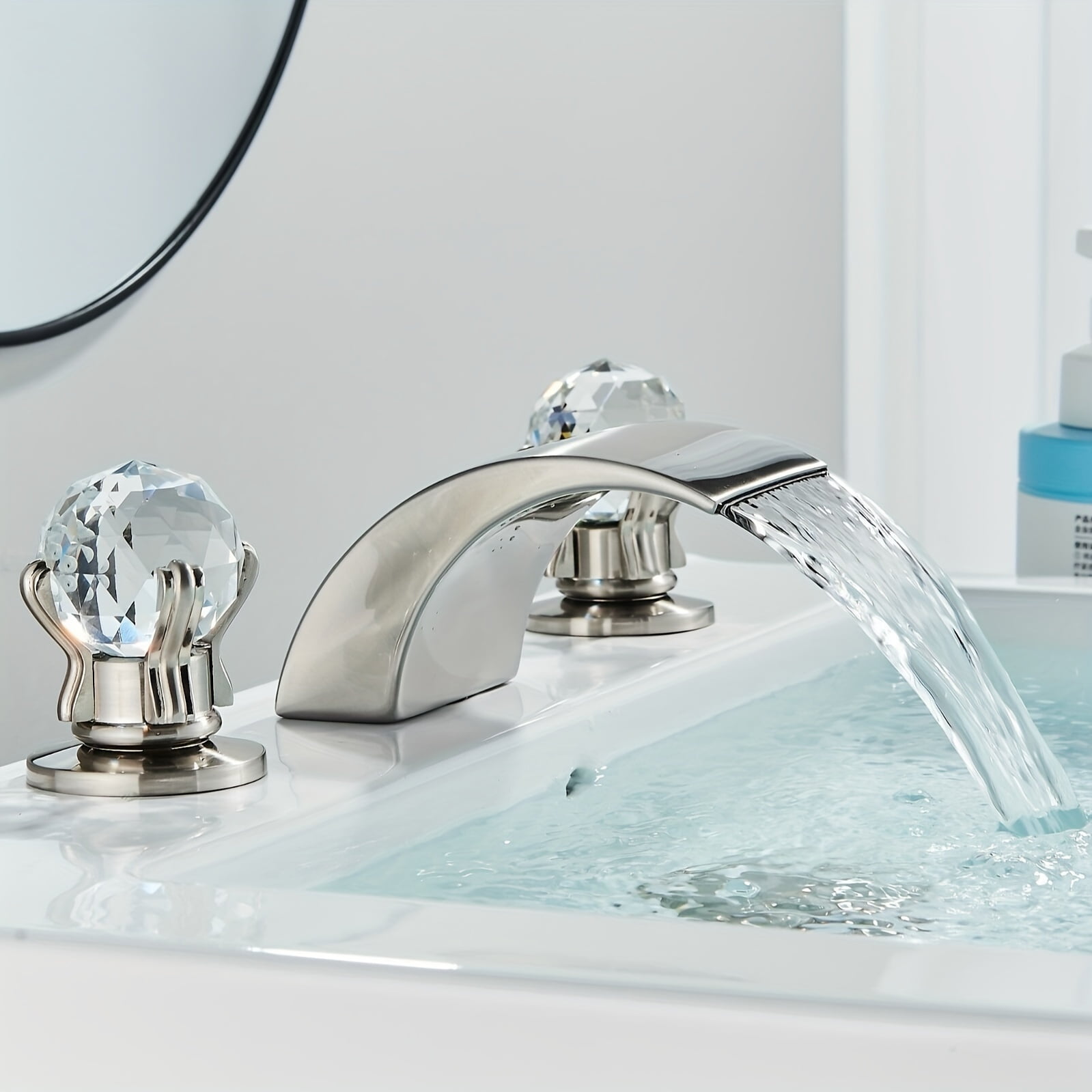 8-16 Inch Led Waterfall Widespread Bathroom Sink Faucet 3 Colors Change ...