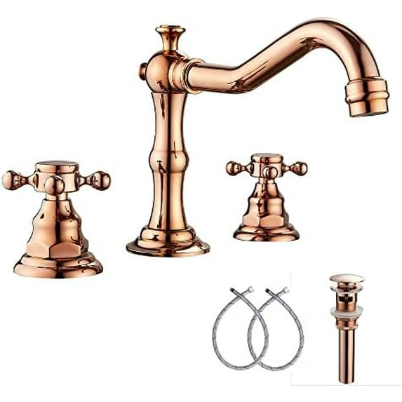 8-16 inch Two Handles 3 Holes Widespread Bathroom Sink Faucet Copper ...