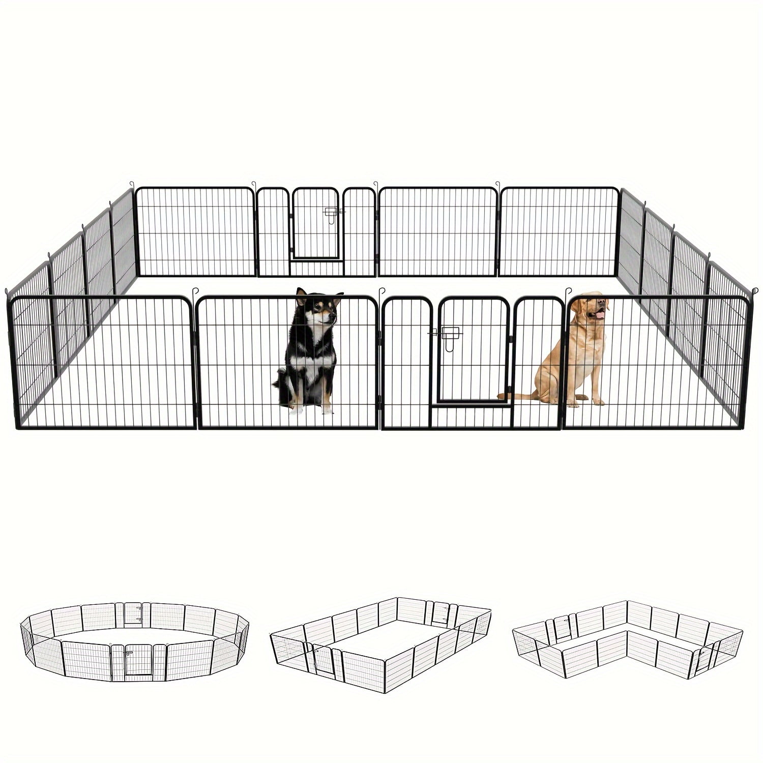 8/16PCS Heavy-Duty Metal Pet Fence - Portable Foldable Indoor Outdoor ...