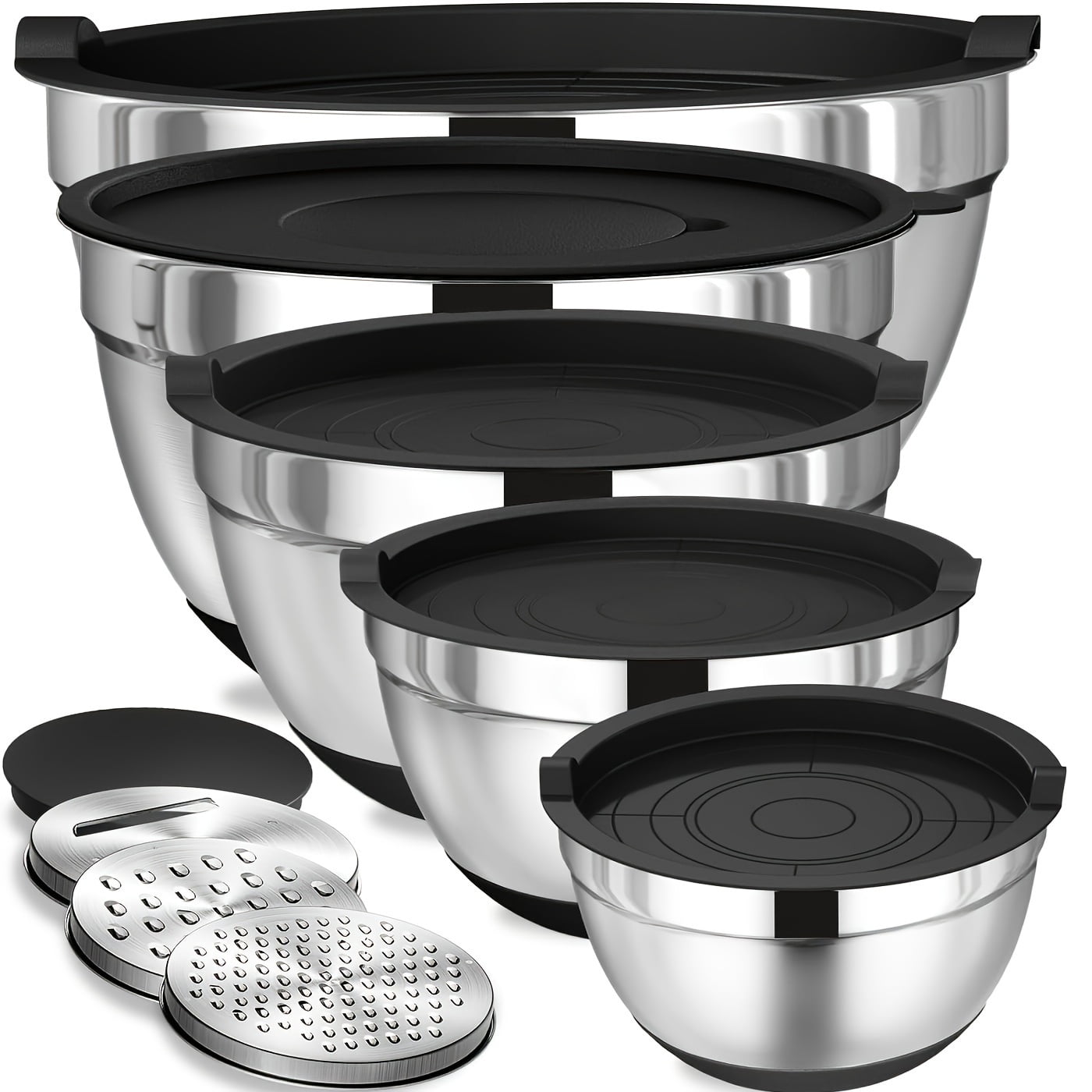 8/18pcs Stainless Steel Nested Bowls w/Sealed Lid, Anti-Slip Silicone ...