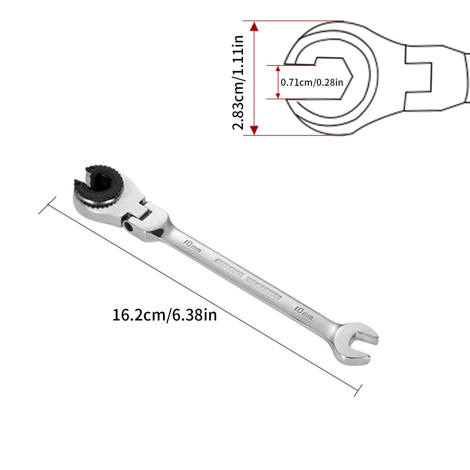 8-19Mm Open Flex-Head Ratcheting Wrench, Metric Ratcheting Spanner with ...