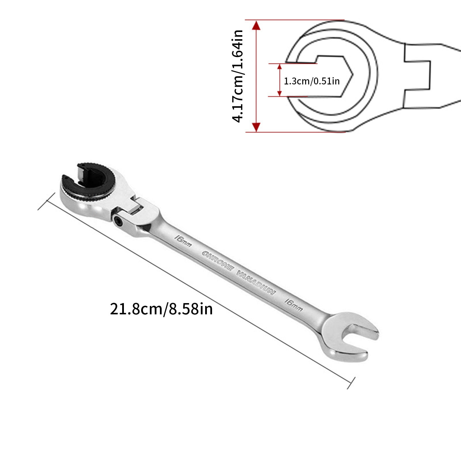 8-19Mm Open Flex-Head Ratcheting Wrench, Metric Ratcheting Spanner with ...